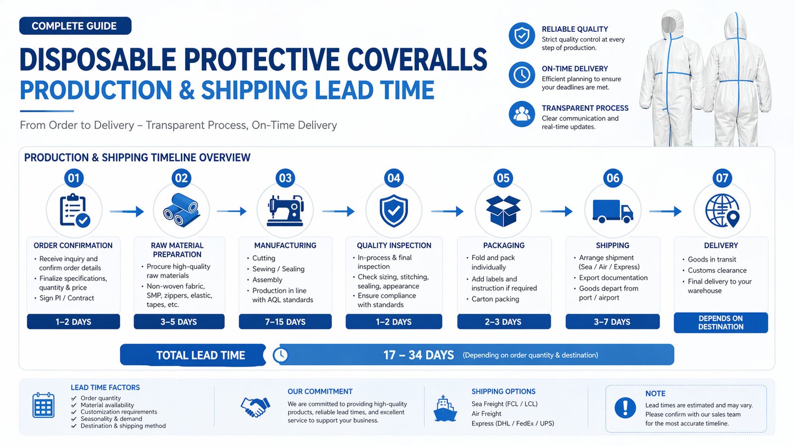 Lead Time for Disposable Protective Coveralls | Production & Shipping Guide